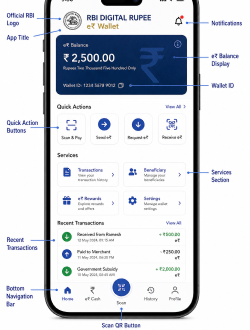 Labeled user interface of a smartphone displaying the official RBI ...
